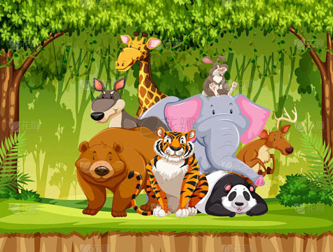 集合野生动物动物例证