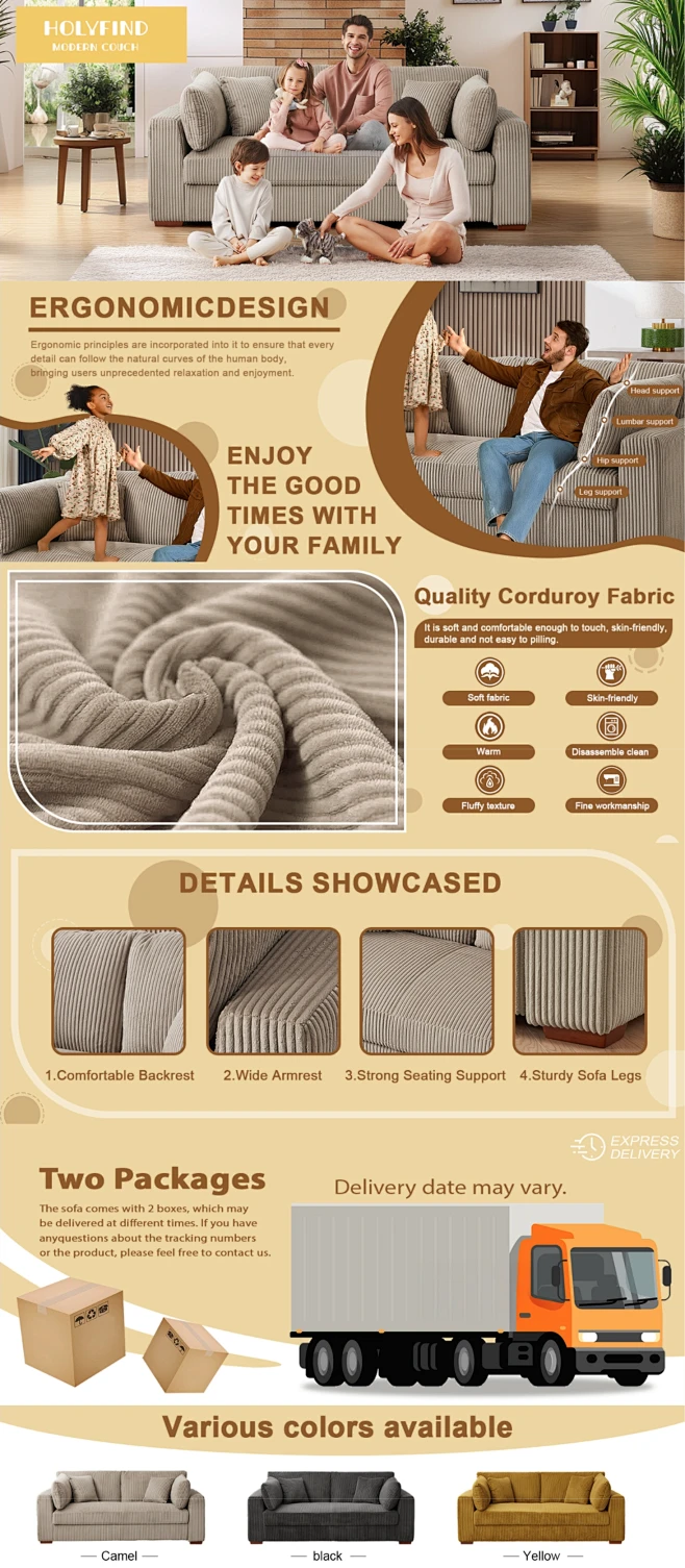 Amazon.com: HOLYFIND Oversized Sofa Couch with Deep Seats,81''Loveseat with Four Pillows,Modern ...