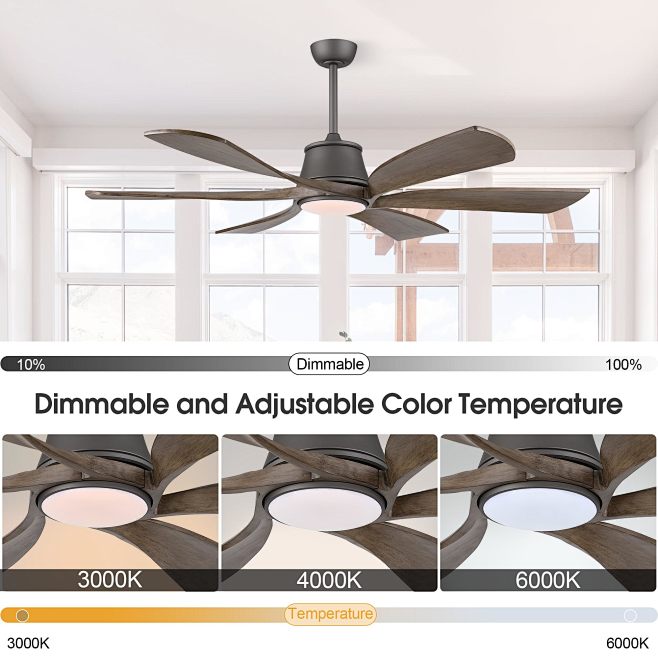 LEDLUX Smart Ceiling Fan with Light 60", 6-Speed Remote/APP Control ...