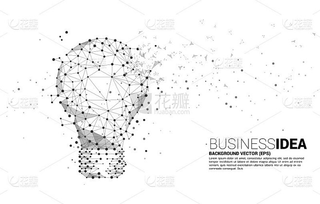 线框中的矢量灯泡多边形线连接点几何球隔离。