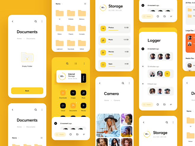 File Explorer UI map interface yellow mockups layout ui map explore ar
