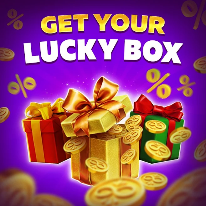 可能是包含下列内容的图片：上面的文字是“GET YOUR LUCKY BOX % % 8R”-花瓣网