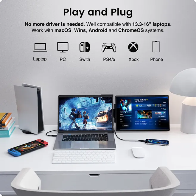 Amazon.com: L LIMINK 14inch Al Alloy Attachable Portable Monitor for 13 ...