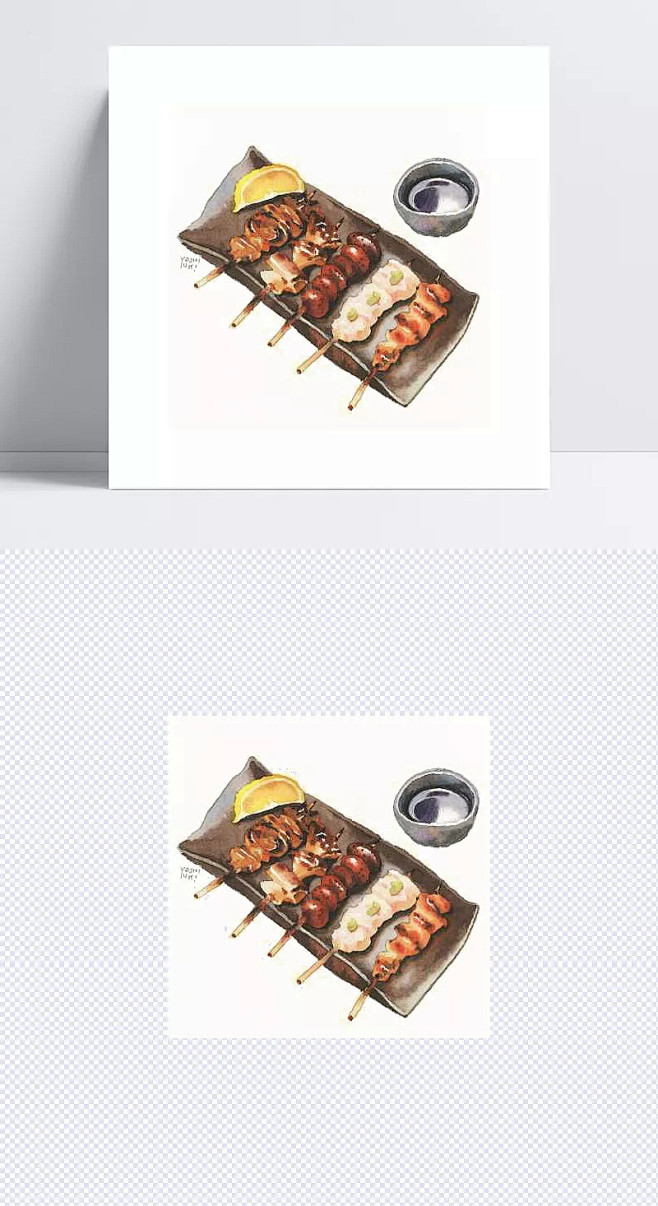 日系料理|手绘料理,卡通料理,烤串,炸串,食物,卡通元素,手绘/卡通