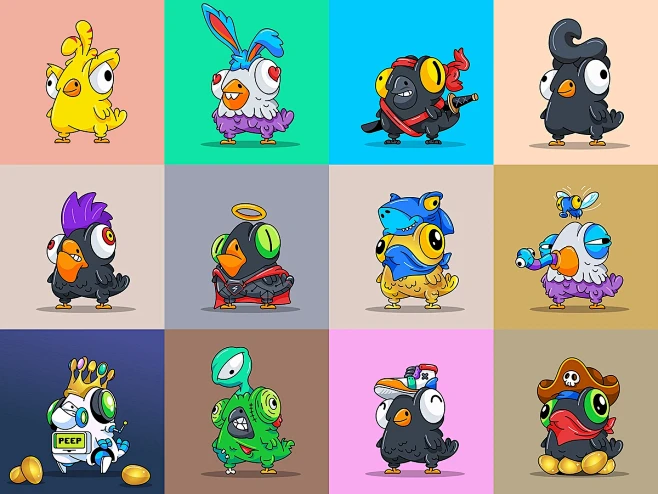 NFT Collection, Abstract Character Design, Crypto Art cartoon character ...