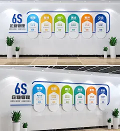 大气企业6S管理介绍展示文化墙工厂6S形象墙设计AI+CDR素材模板下载-花瓣网