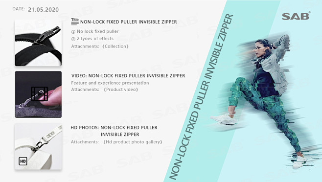 SAB-NON-LOCK FIXED PULLER INVISIBLE ZIPPER(无锁不晃动隐形拉链)