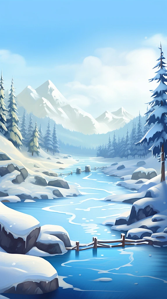 冬天冰天雪地插画背景素材-花瓣网