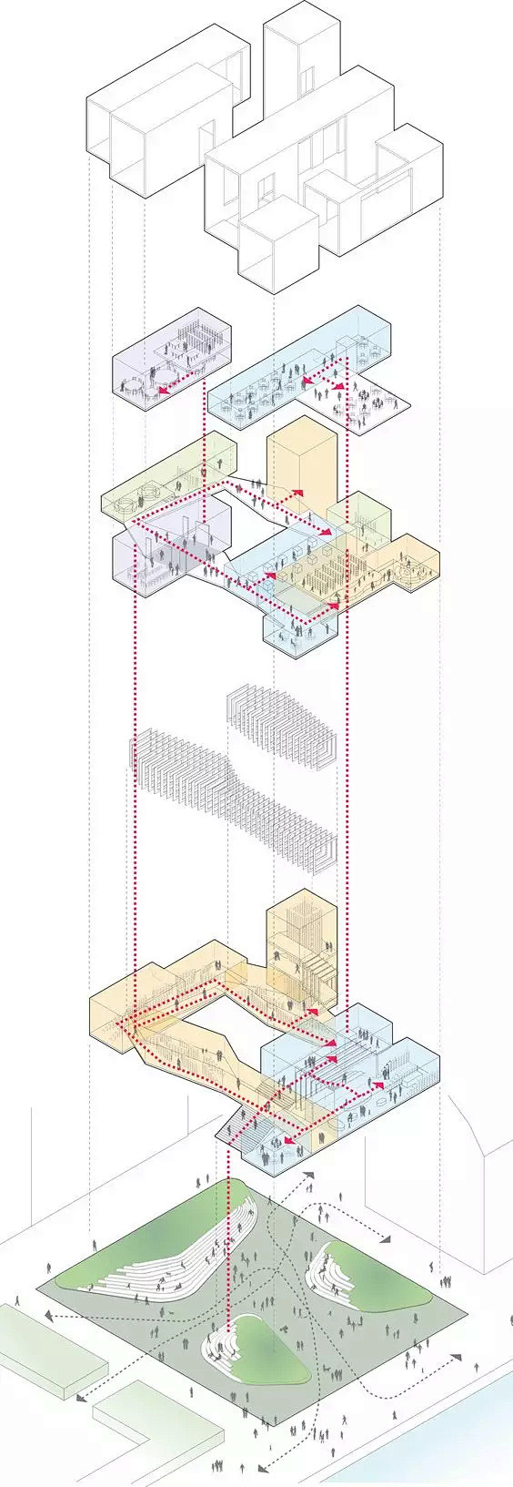 爆炸分析图做法教程【实用干货】 : 爆炸图的优势在于能把复杂的建筑体块清晰、直观地表达，让看图者迅速了解建筑内部空间或者交通流线的分布；同理 ...