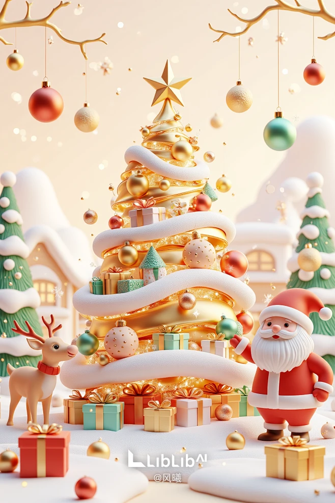 3D圣诞运营海报-LoRA-青也-LiblibAI-花瓣网
