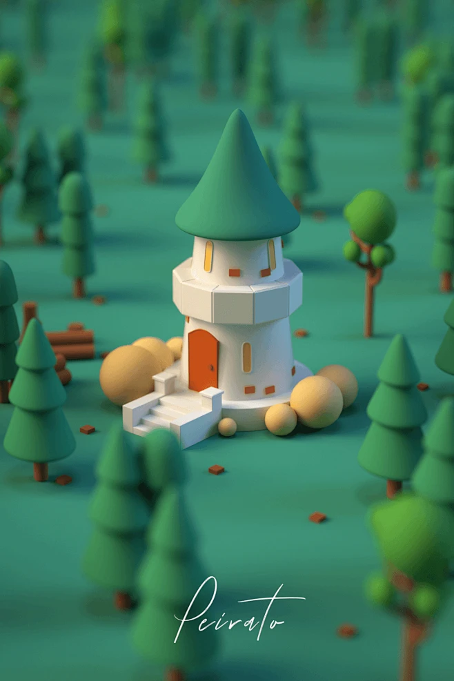 Low Poly风格作品【附教程】~三维/C4D设计-花瓣网