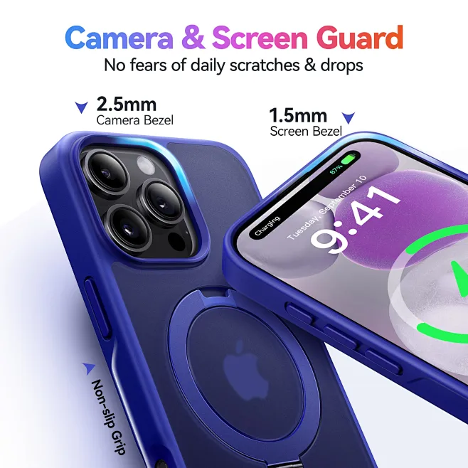 Amazon.com: CASEKOO Exclusive Neon Magnetic Invisible Stand for iPhone 16 Pro Max Case [Military ...