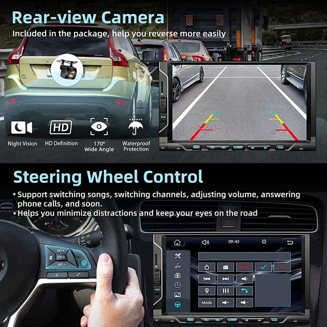 Amazon.com: Double Din Car Stereo Radio with Bluetooth Apple Carplay ...