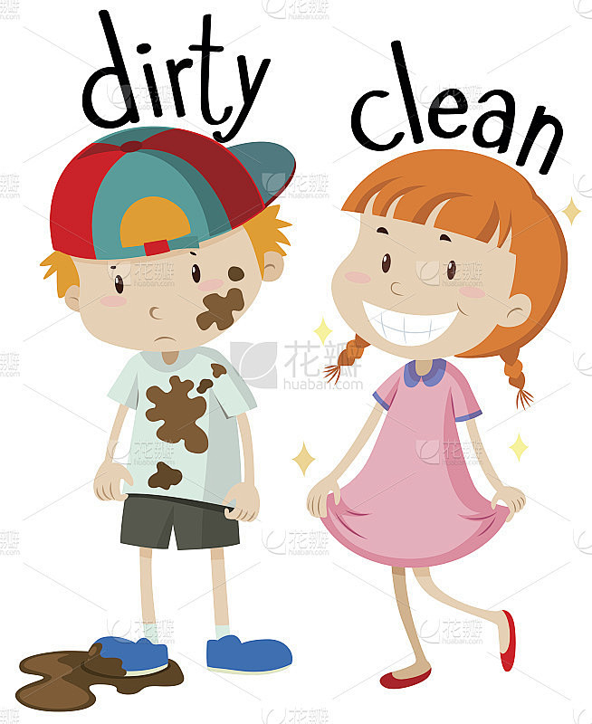 相反的形容词dirty clean