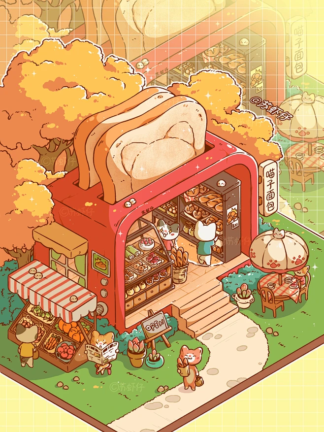 喵子小铺子系列_苏虾仔__插画师作品_涂鸦王国gracg.com-花瓣网
