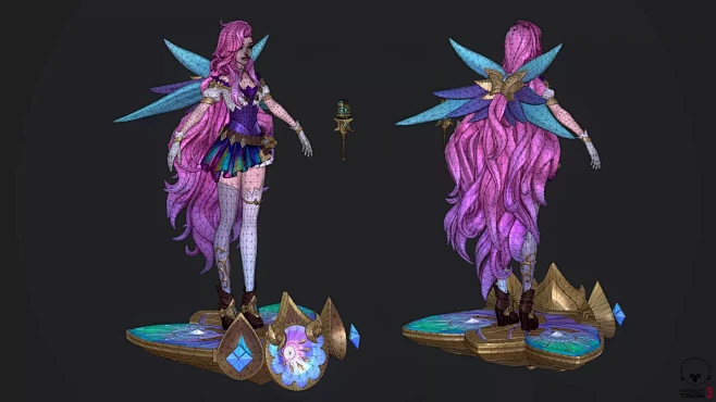 LOL-seraphine 萨勒芬妮 PBR-独立角色模型-微元素 - Element3ds.com!-花瓣网