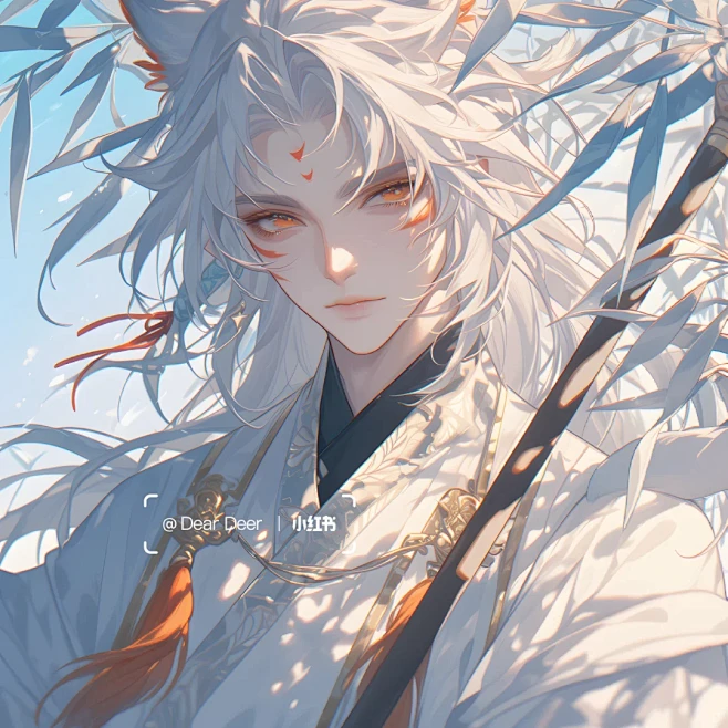 古风男生头像｜帅气男头｜温柔系白发公子，狐 - 小红书-花瓣网