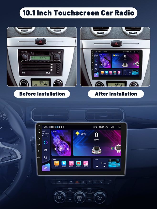 Amazon.com: 2G+32G Android 13 Car Stereo Double Din Wireless Apple CarPlay Android Auto, 9 Inch ...