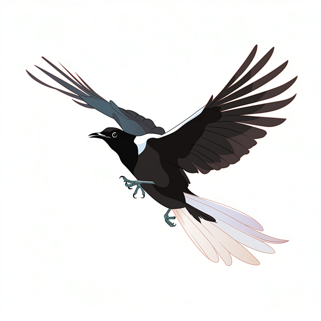 karin9852_magpie_is_flyingsimplicity_flat_vector_graphic_white ...