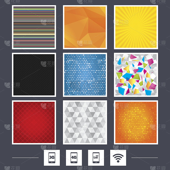 移动电信图标。3G, 4G和LTE。