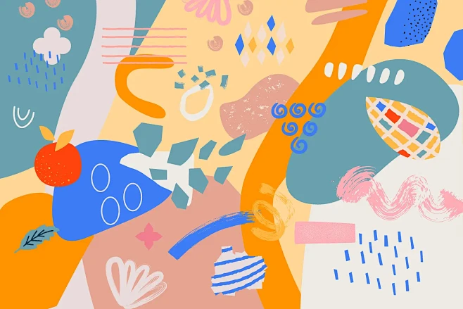 可爱风涂鸦儿童手绘插画背景-花瓣网