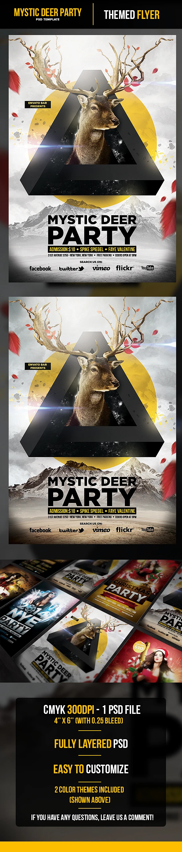 Mystic Deer Flyer Template : Flyer Template图片_鹿图片素材-花瓣网