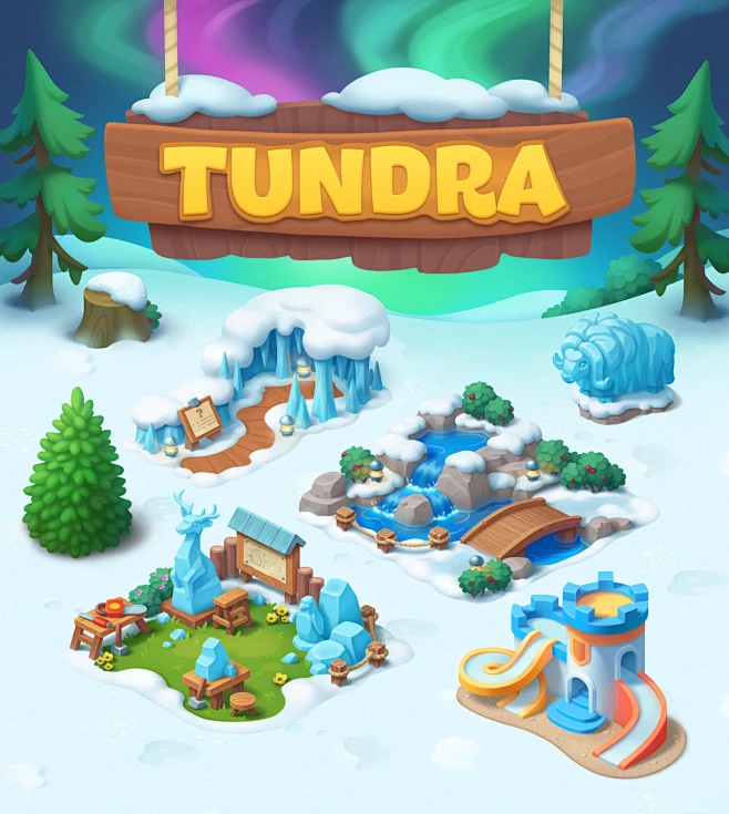 Wildscapes (Playrix) - Tundra Area, Helena Erokhina : My 2D game objects made for mobile game ...