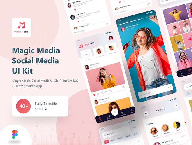 Magic Media 社交媒体 UI 套件 — UI8 上的 UI 套件