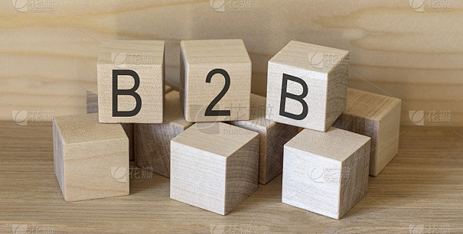 B2B是Business to Business的缩写。木制立方体与字母孤立在木制背景上。经营理念的