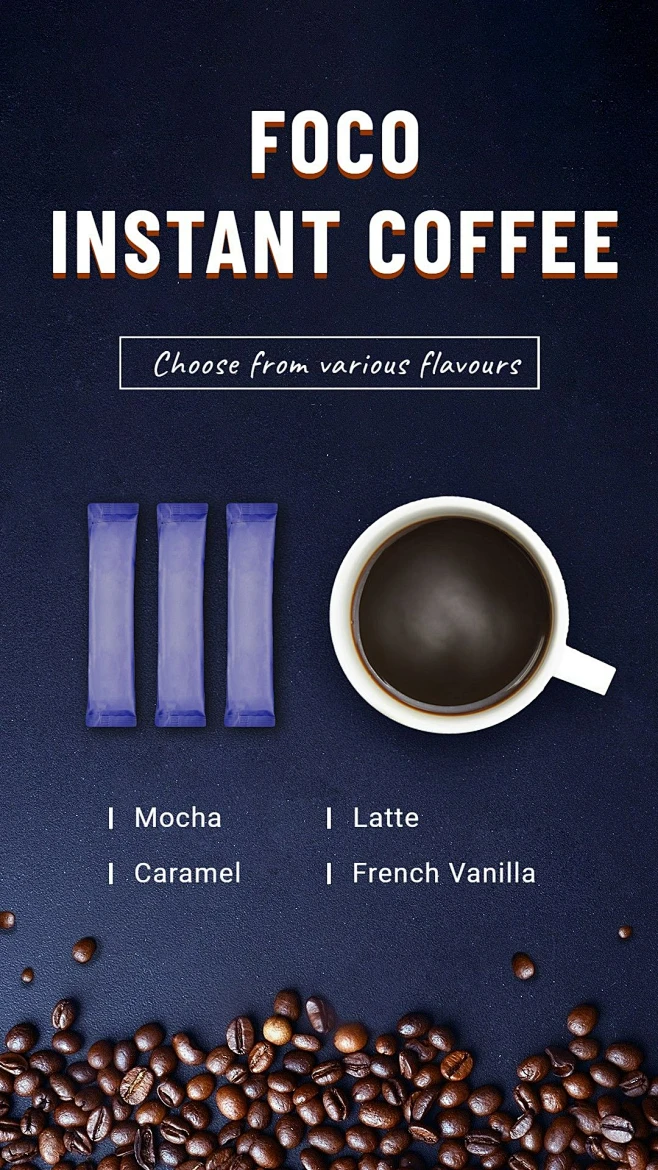 Instant Coffee Product Ingredient Beans and Details Display Flavor ...