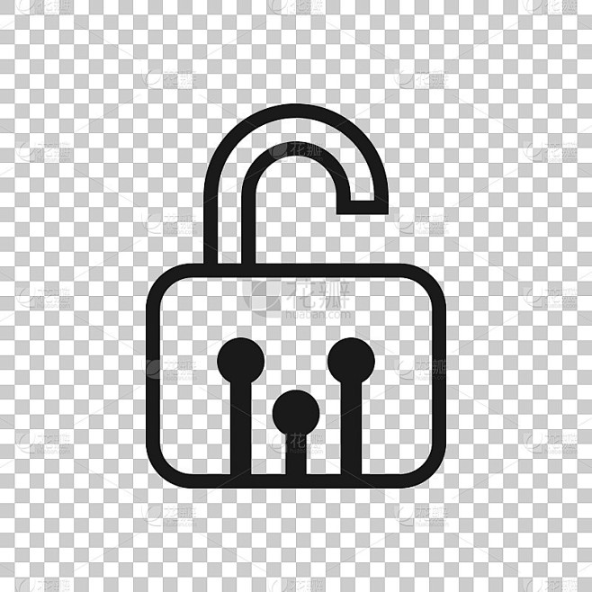 Cyber security icon in transparent style. Padlock
