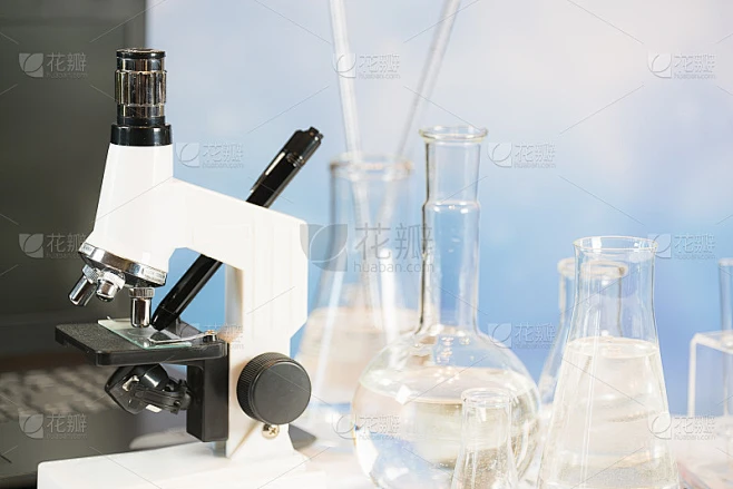 科学实验室研究与发展理念。带试管的显微镜素材-花瓣网