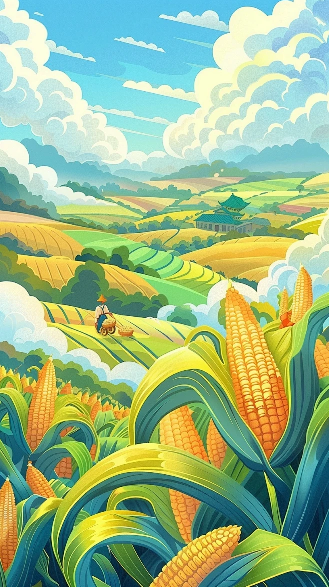 This close-up shows Chinese farmers harvesting corn in a corn field ...