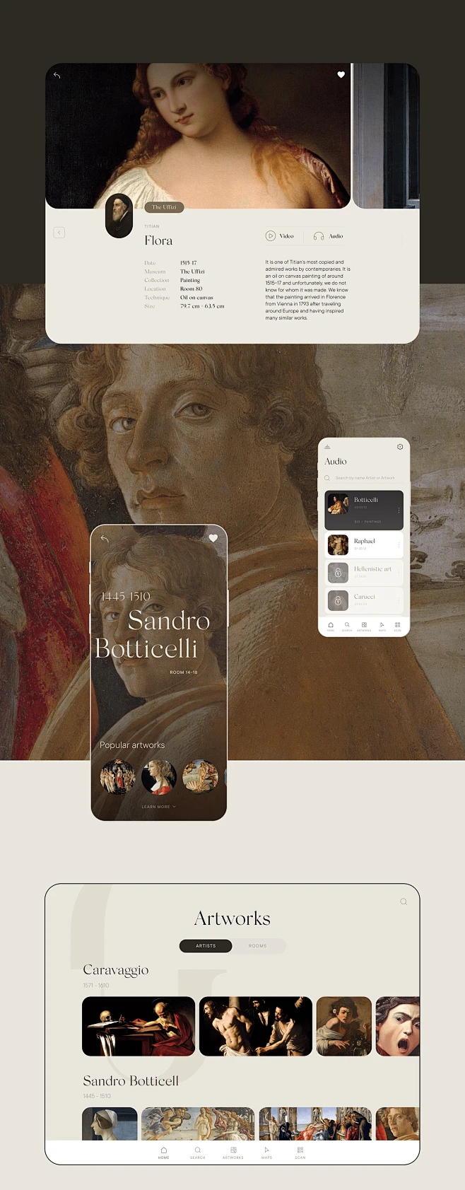 app art concept UI ux/ui museum painter uffizi gallery uidesign-花瓣网