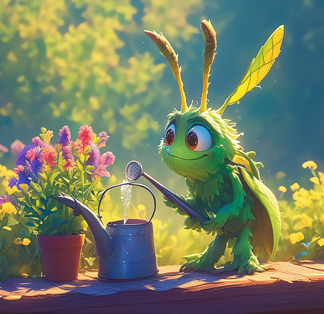 mingtian0154_a_green_insect_of_plants_vs_zombies_plant_watering ...