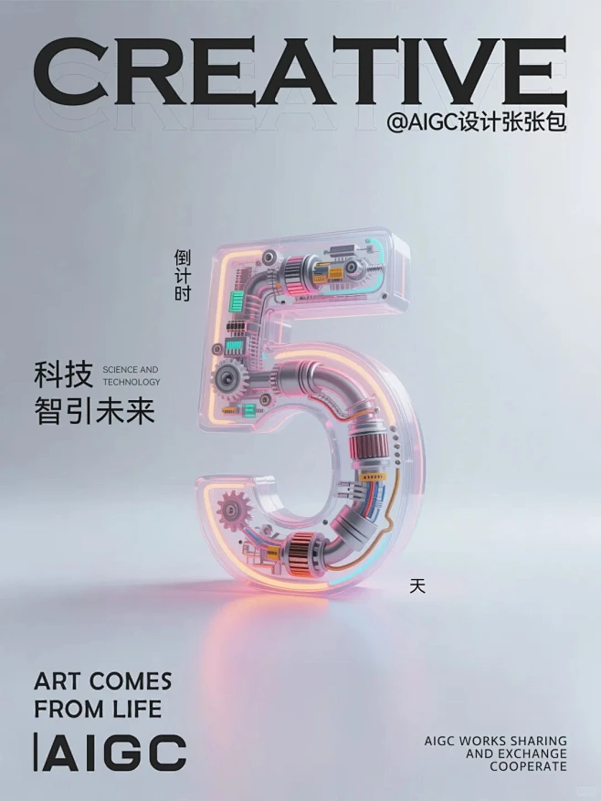 用AI直出的科技感倒计时（开屏页_海报）_6_AIGC设计张张包_来自小红书网页版-花瓣网