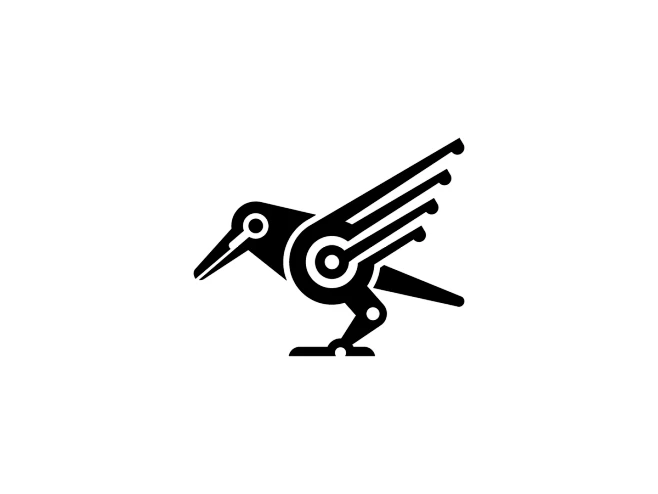 Crow Logo abstract animal bird black branding crow geometric icon ...
