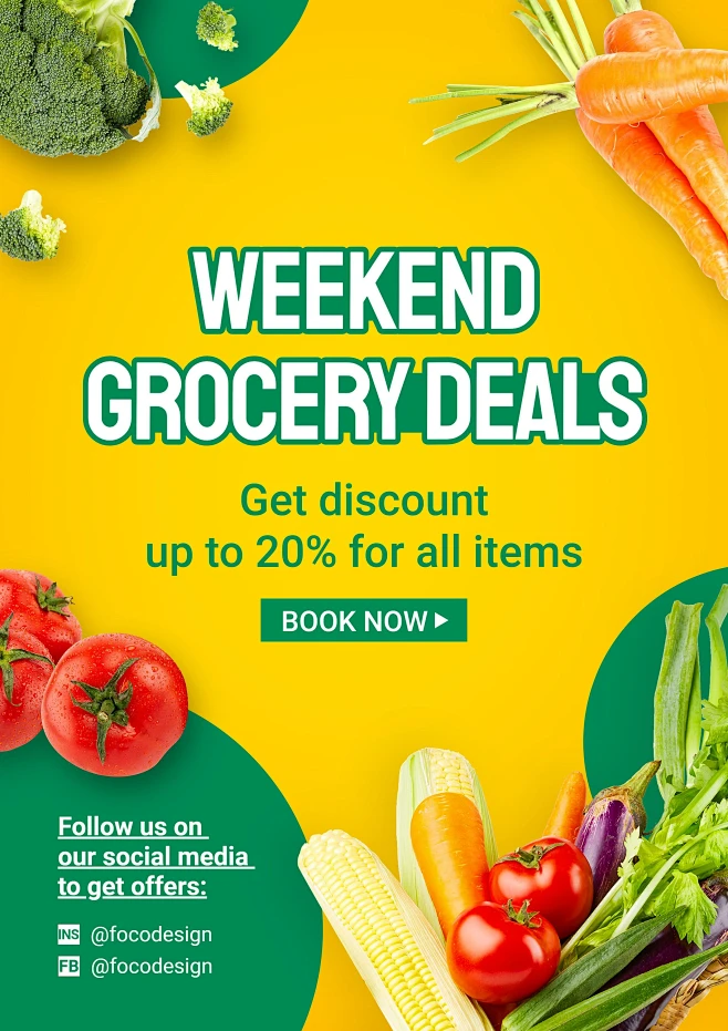 Fresh Vegetables Groceries Food Weekend Sale Promo Advertising Poster素材-花瓣网