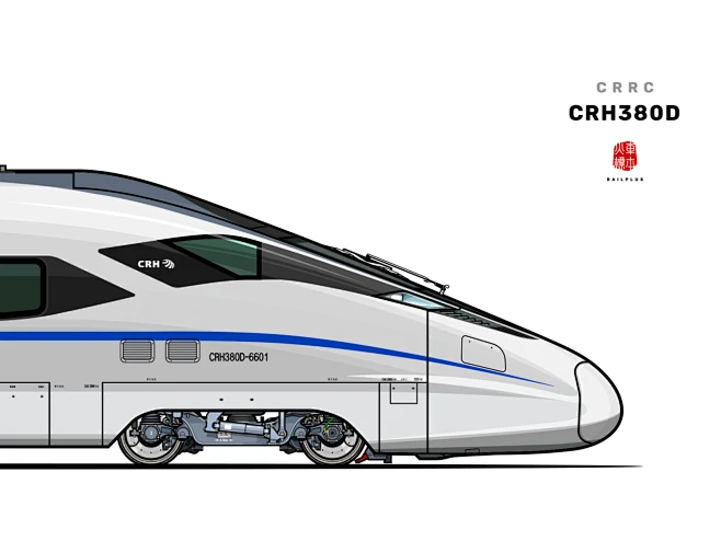 CRH380D blue rail illustration train-花瓣网
