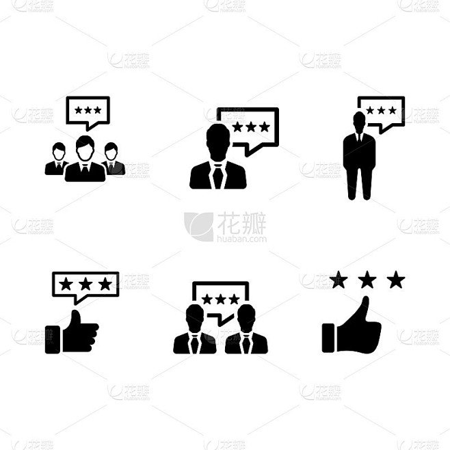 Business feedback icon set Black version