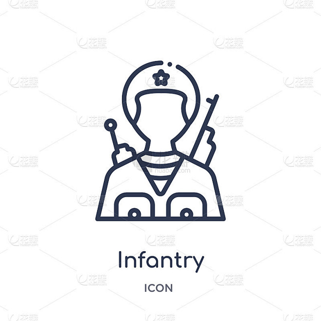 Linear infantry icon from Army and war outline col