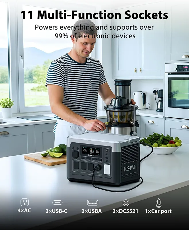 Amazon.com: OUKITEL P1000 Plus 1800W Solar Generator, 1024Wh Solar power station with 4 AC ...