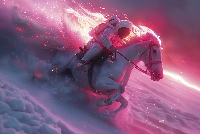 spaceman-riding-horse-outer-space (1)-花瓣网