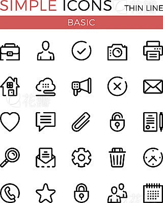 Basic business, internet web interface linear concepts, vector thin ...