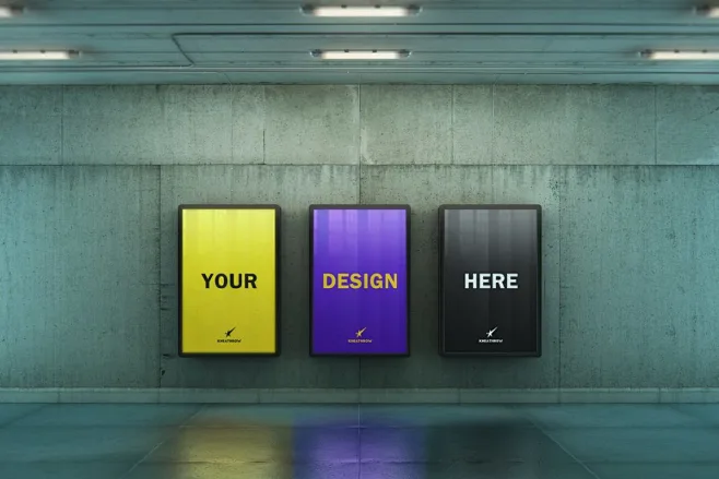 高品质的时尚都市地铁公交车站火车站高铁站海报宣传单DM样机VI展示模型mockups-花瓣网