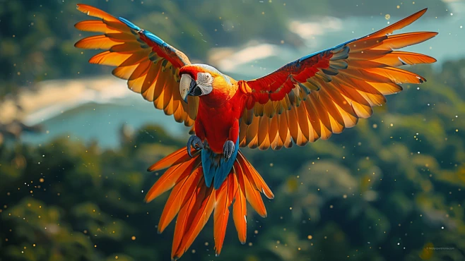 parrot-3840x2160-flowers-river-26056-花瓣网