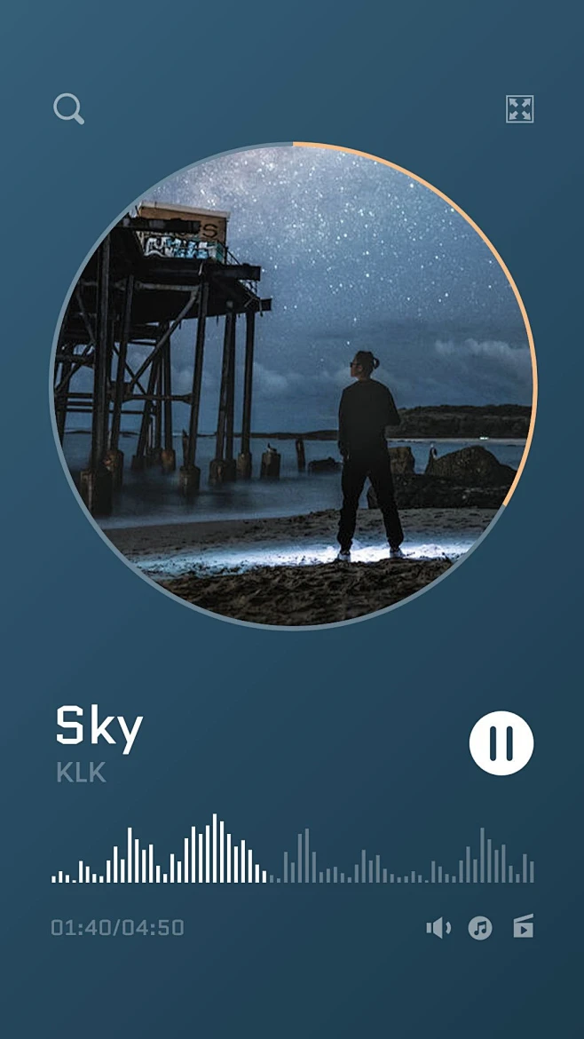 Minimalist Style Music player interface simulation Sky Scene Instagram ...