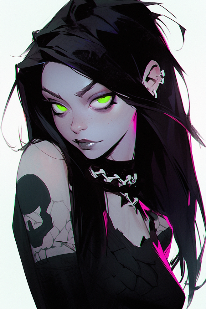 Chewy_Anime_girl_undead_anime_style_stylistic_drawing_bold_colo ...