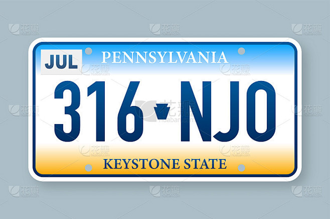 License plate pennsylvania. Vector illustration on