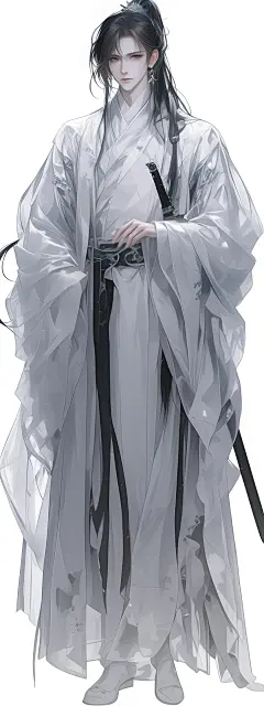 白衣黑发古风男 (18)-花瓣网